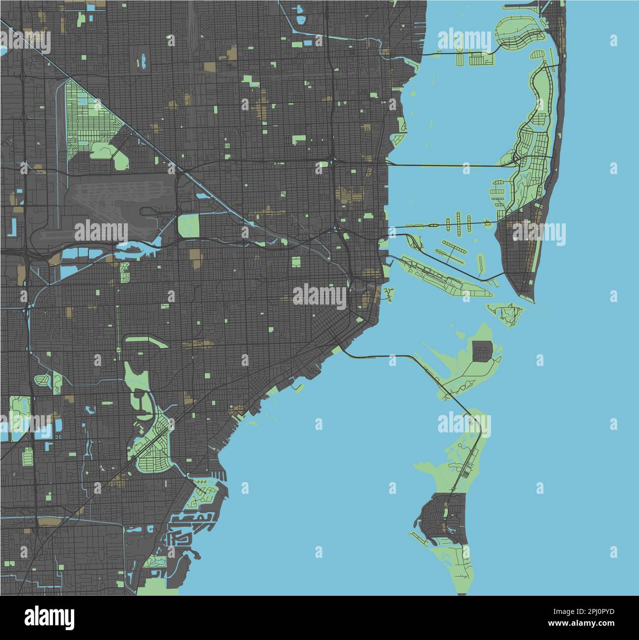 Miami vector map with dark colors Stock Vector Image & Art - Alamy