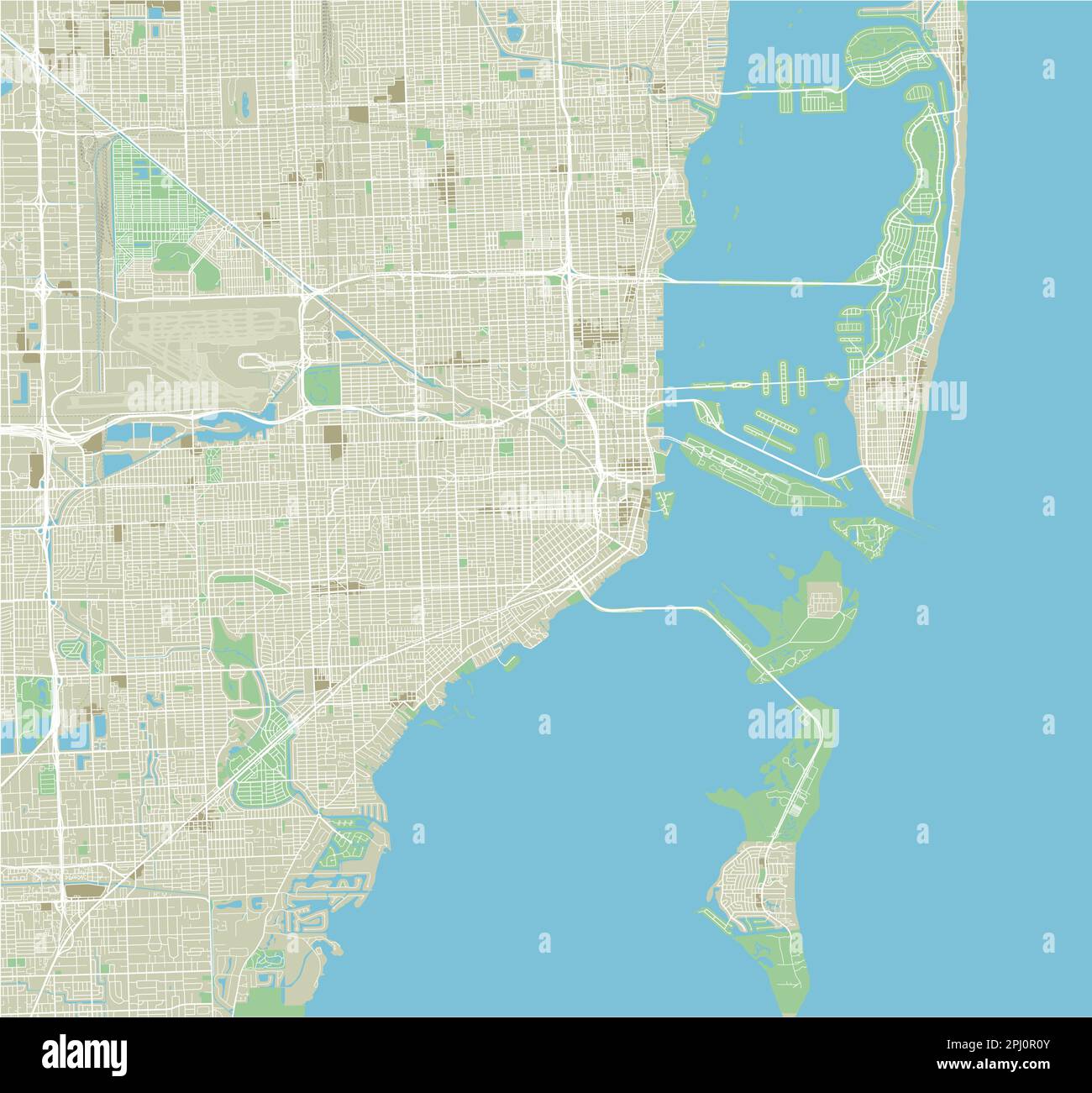 Vector city map of Miami with well organized separated layers Stock ...