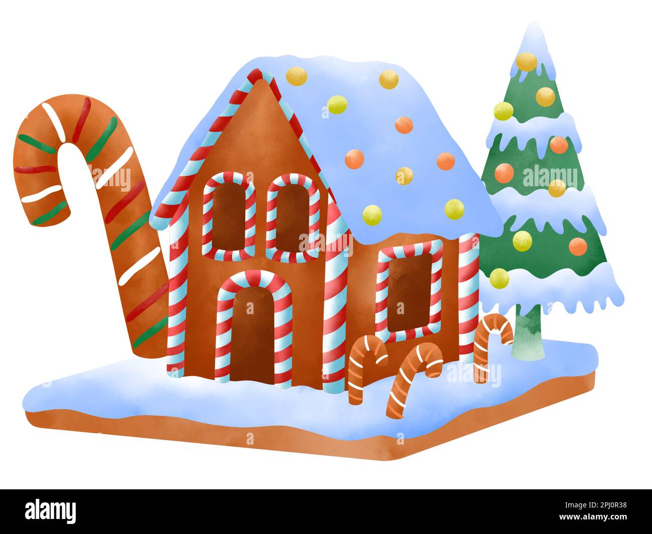 christmas gingerbread house cookies watercolor painting isolated on ...