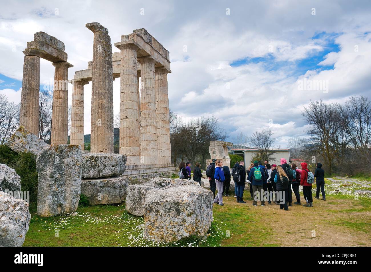 Doric style columns and ruins from Temple of ancient Greece. temple of ...