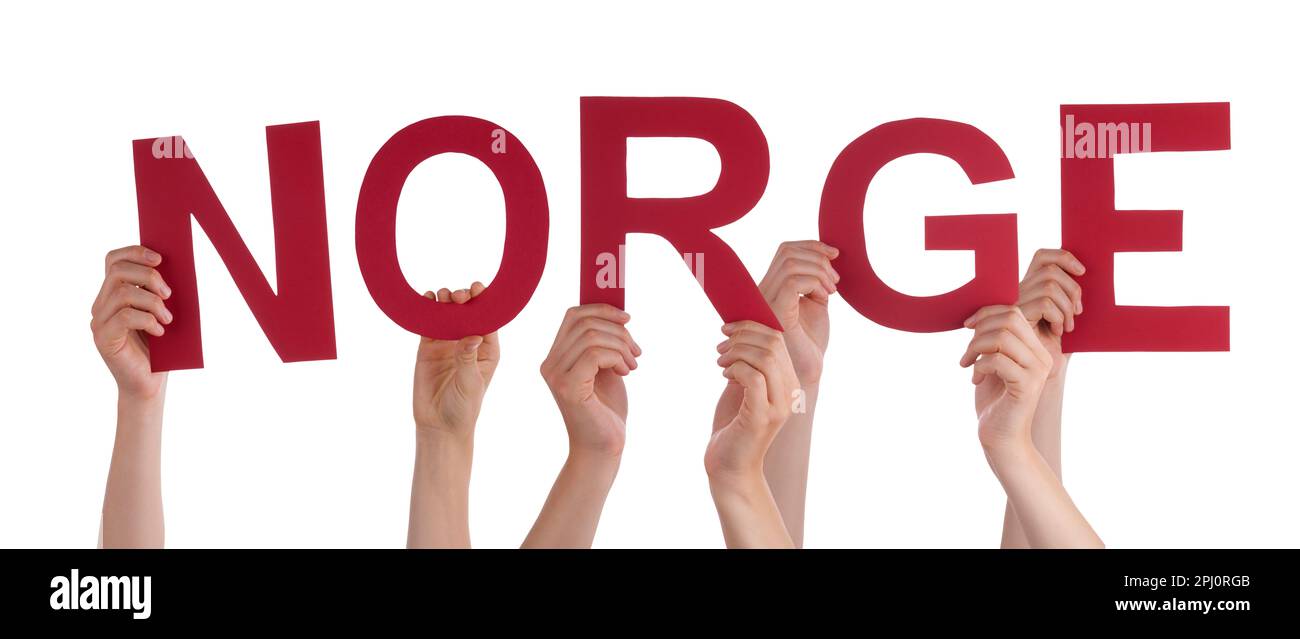 People Hands Building Word Norge Means Norway, Isolated Background ...