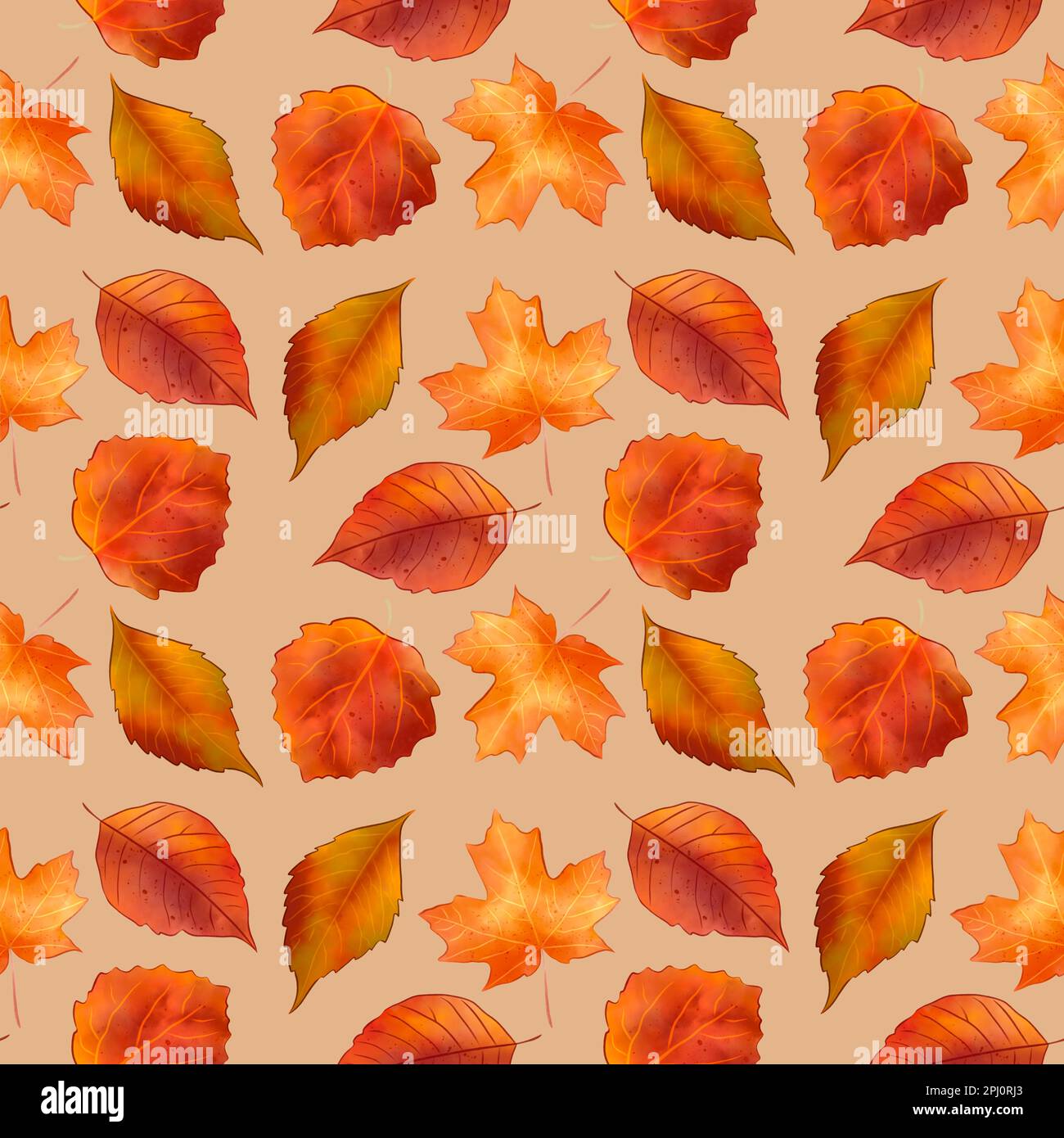 autumn leaves watercolor painting. Seamless pattern wrapping paper ...