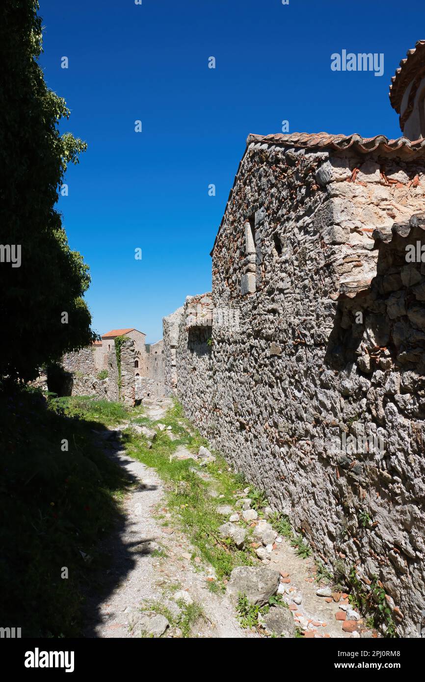 Castle of Mystras , Greece. Mystras was a Byzantine state in the ...
