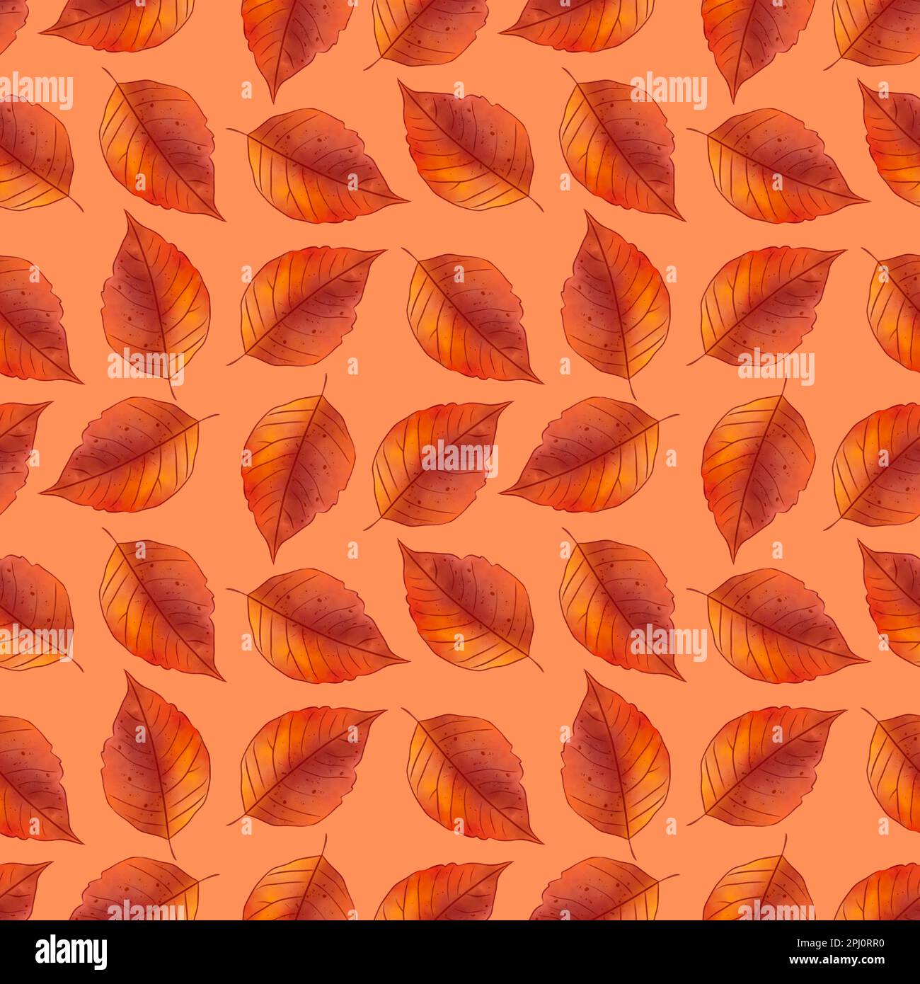 autumn leaves seamless pattern. fall leaves watercolor painting ...
