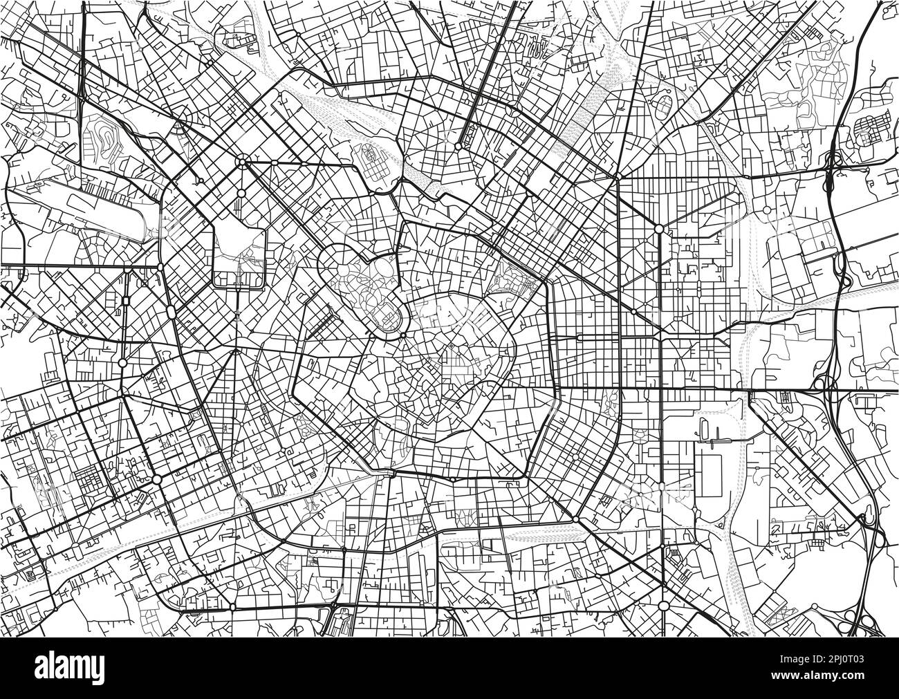 Black and white vector city map of Milan with well organized separated layers Stock Vector Image ...