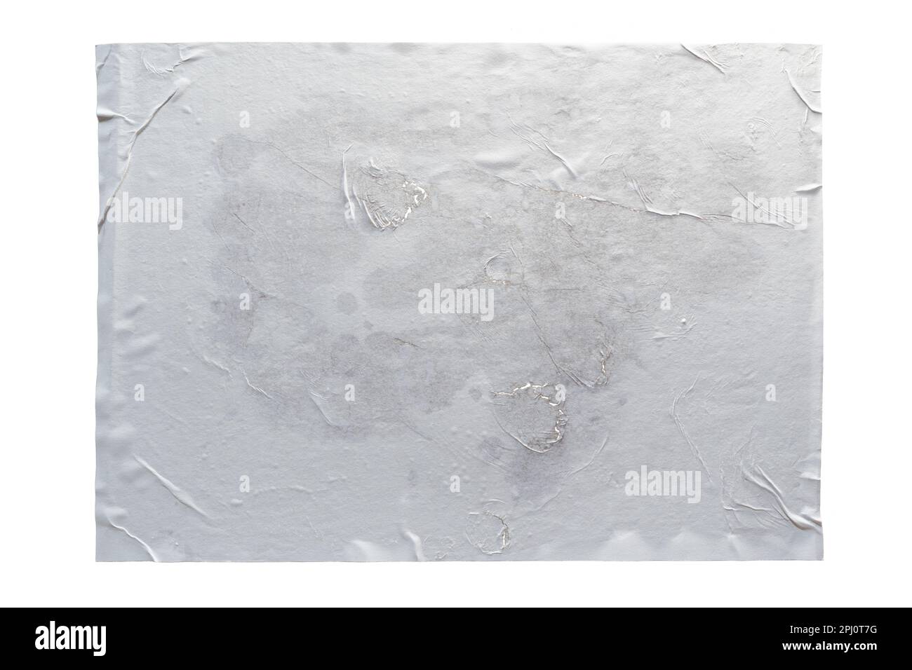 Wheat-paste poster texture isolated on white background with clipping ...