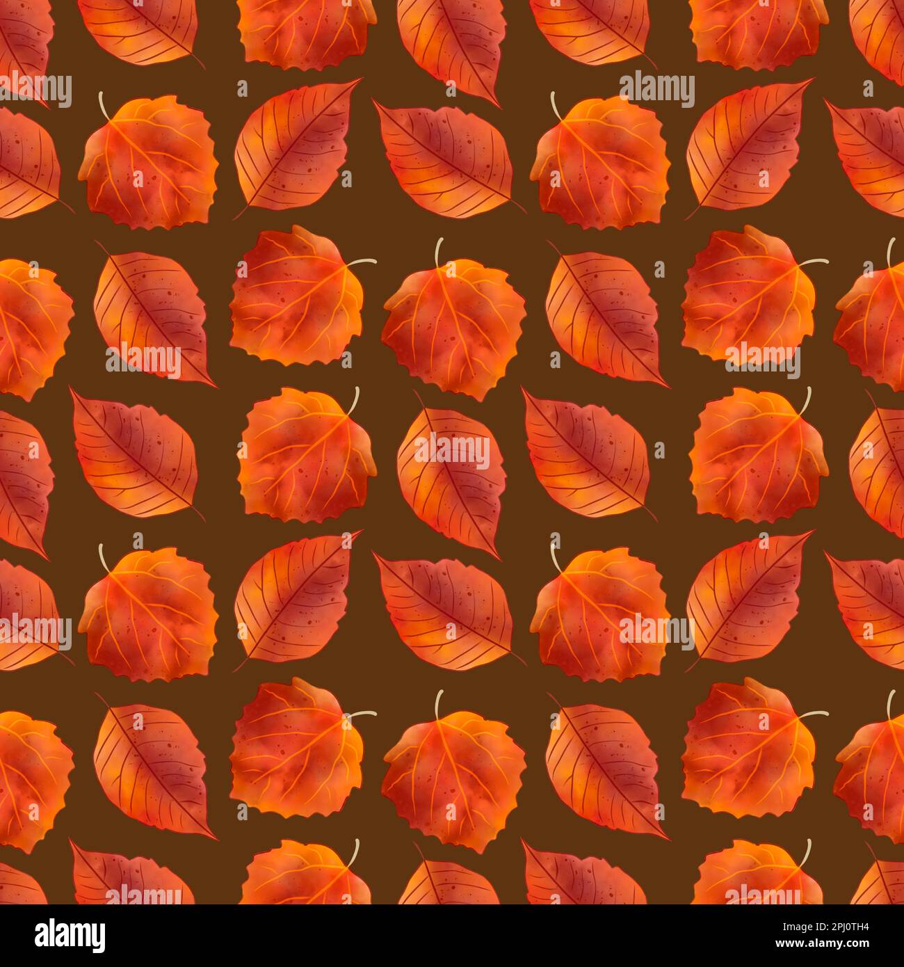 Watercolor autumn leaves seamless pattern. Fall botanical background ...