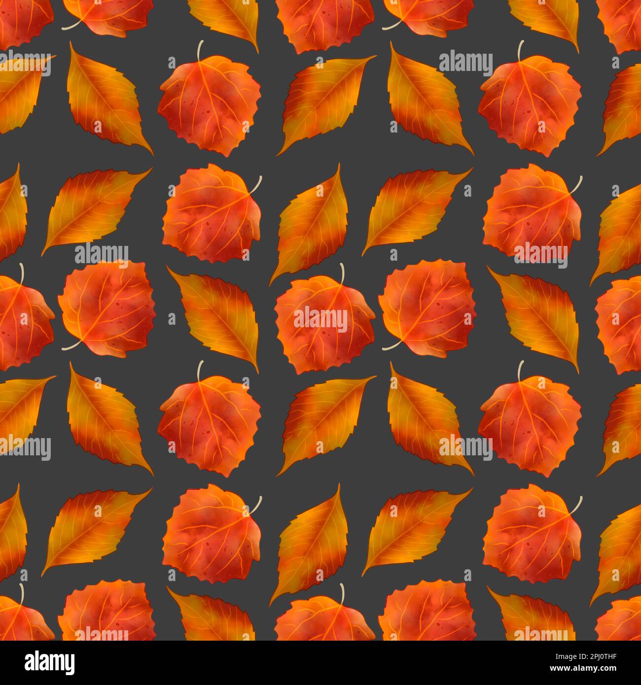 autumn leaves seamless pattern. Fall botanical background watercolor ...