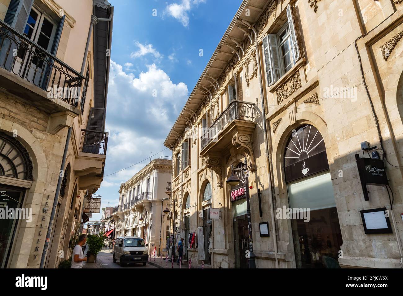 Streets in a touristic city on the Sea Coast. Limassol, Cyprus Stock ...