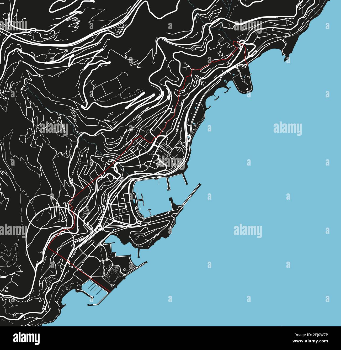Black and white vector city map of Monaco with well organized separated ...