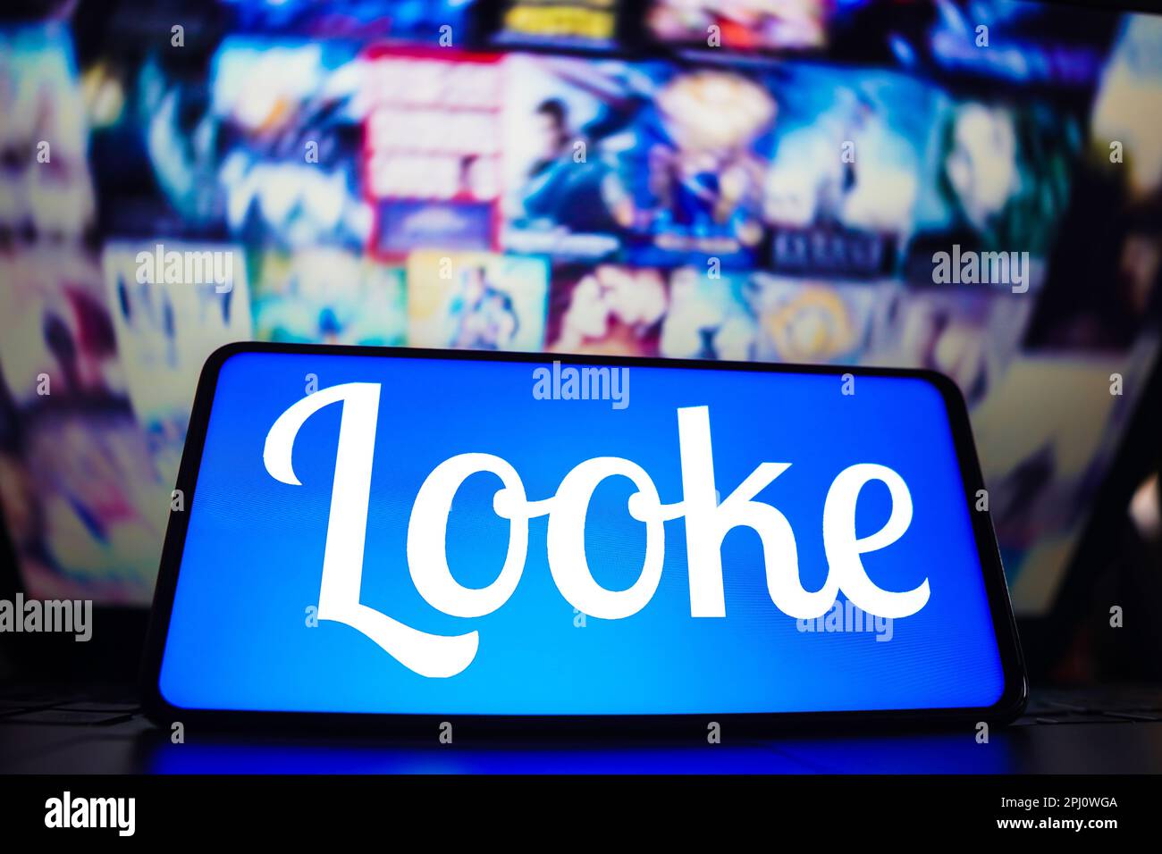 In this photo illustration, the Looke logo is displayed on a smartphone ...