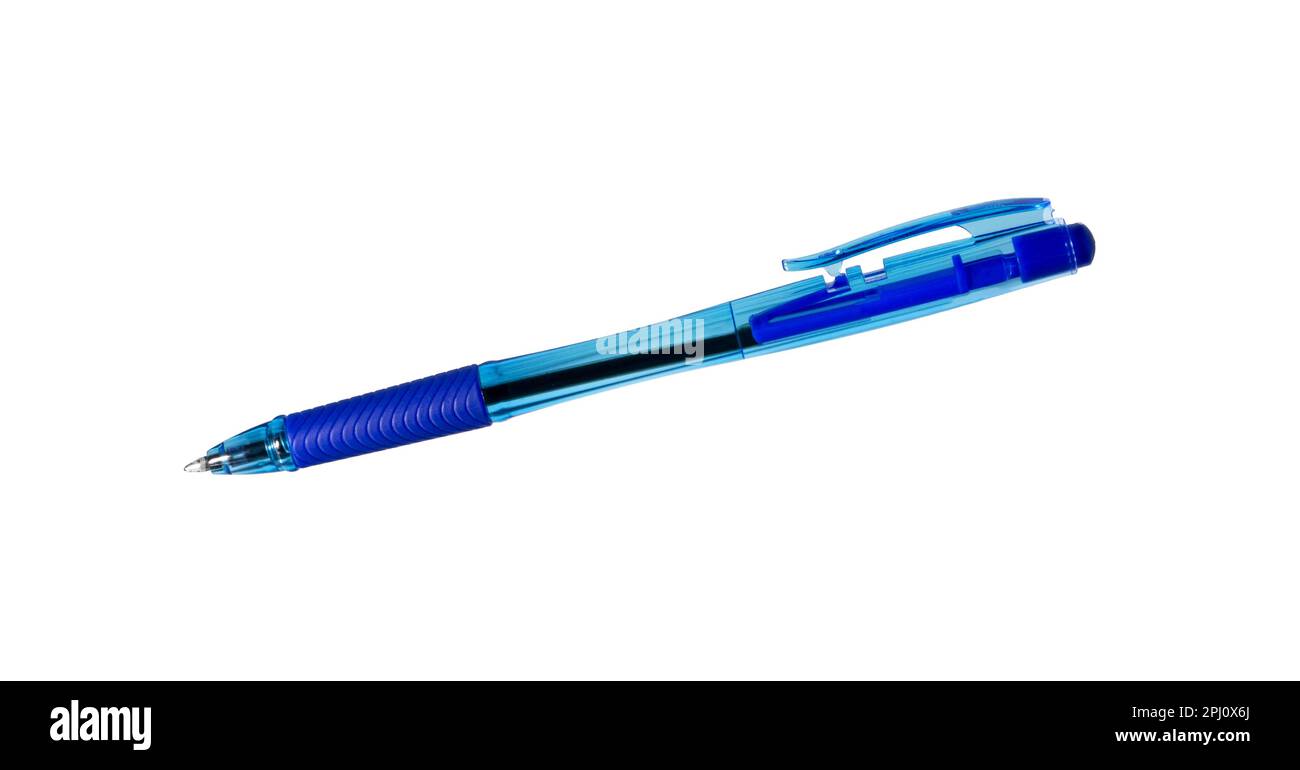 Blue pen isolated on white background. Blue ballpoint pen cut out Stock ...