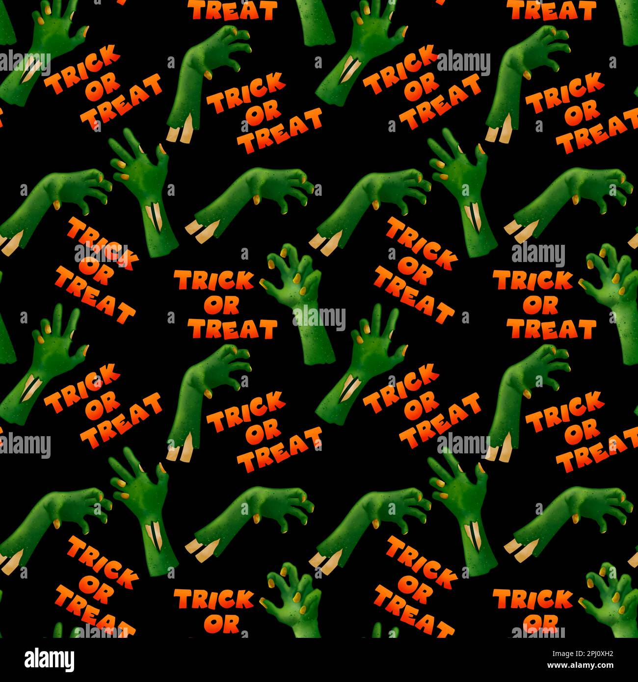 seamless pattern watercolor illustration of a halloween zombie hand ...