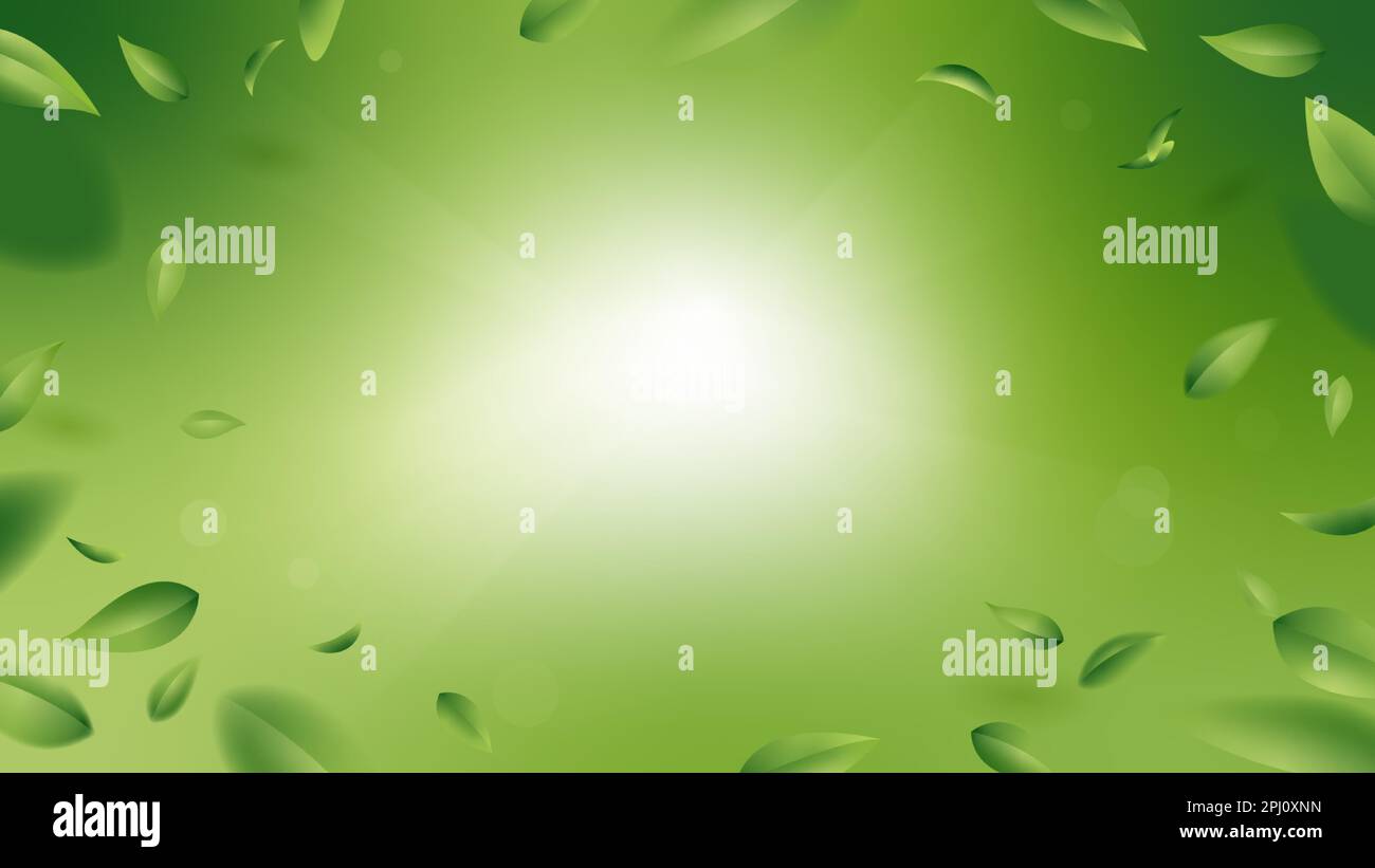 Flying realistic leaves abstract background. Macro foliage in motion ...