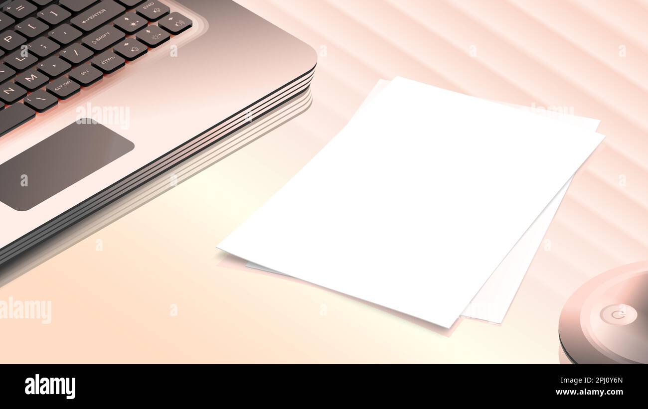 Blank office paper template. Workplace illustration. Empty office pages ...