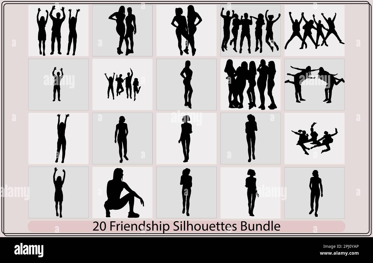 Friendship silhouette bundle hi-res stock photography and images - Alamy