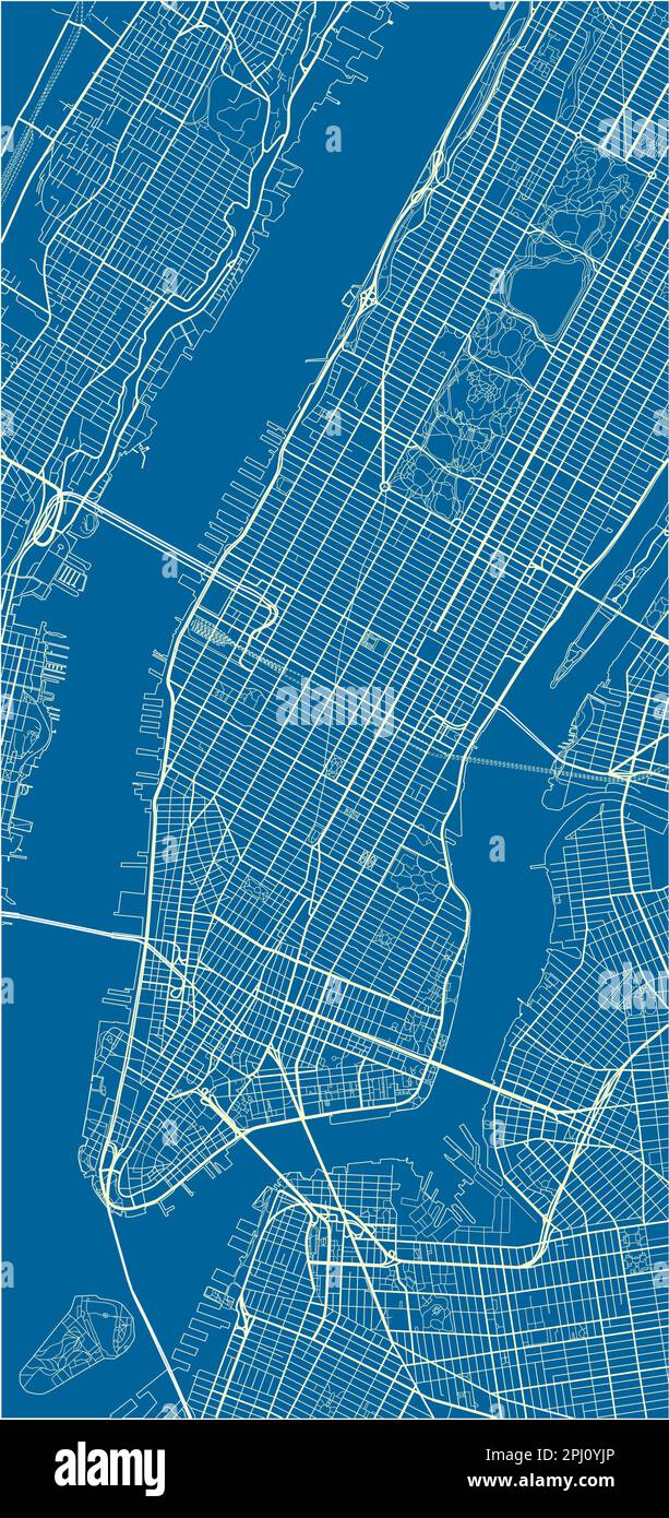 Blue and White vector city map of New York with well organized separated layers Stock Vector ...