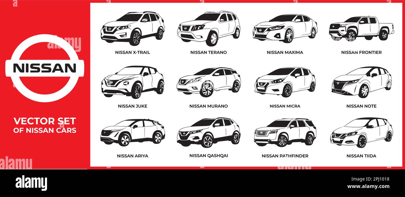Vector silhouettes, icons of Nissan brand cars Stock Vector Image & Art ...