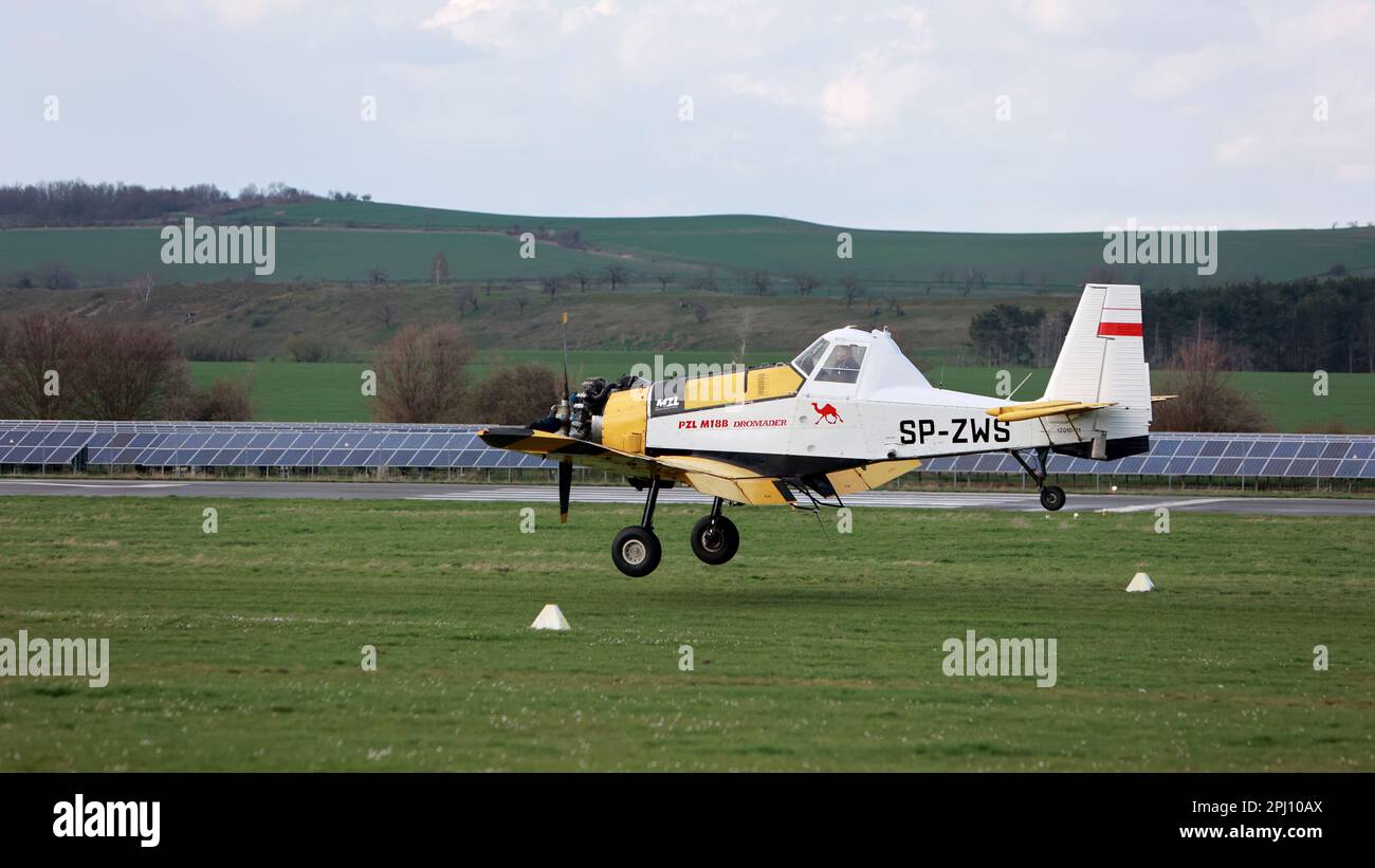 Ballenstedt, Germany. 30th Mar, 2023. A small firefighting aircraft ...