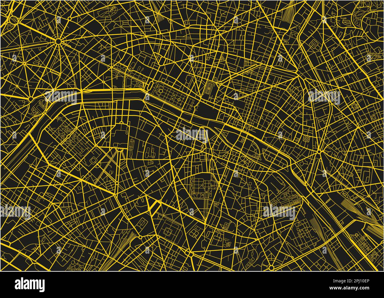 Black and yellow vector city map of Paris with well organized separated layers Stock Vector ...