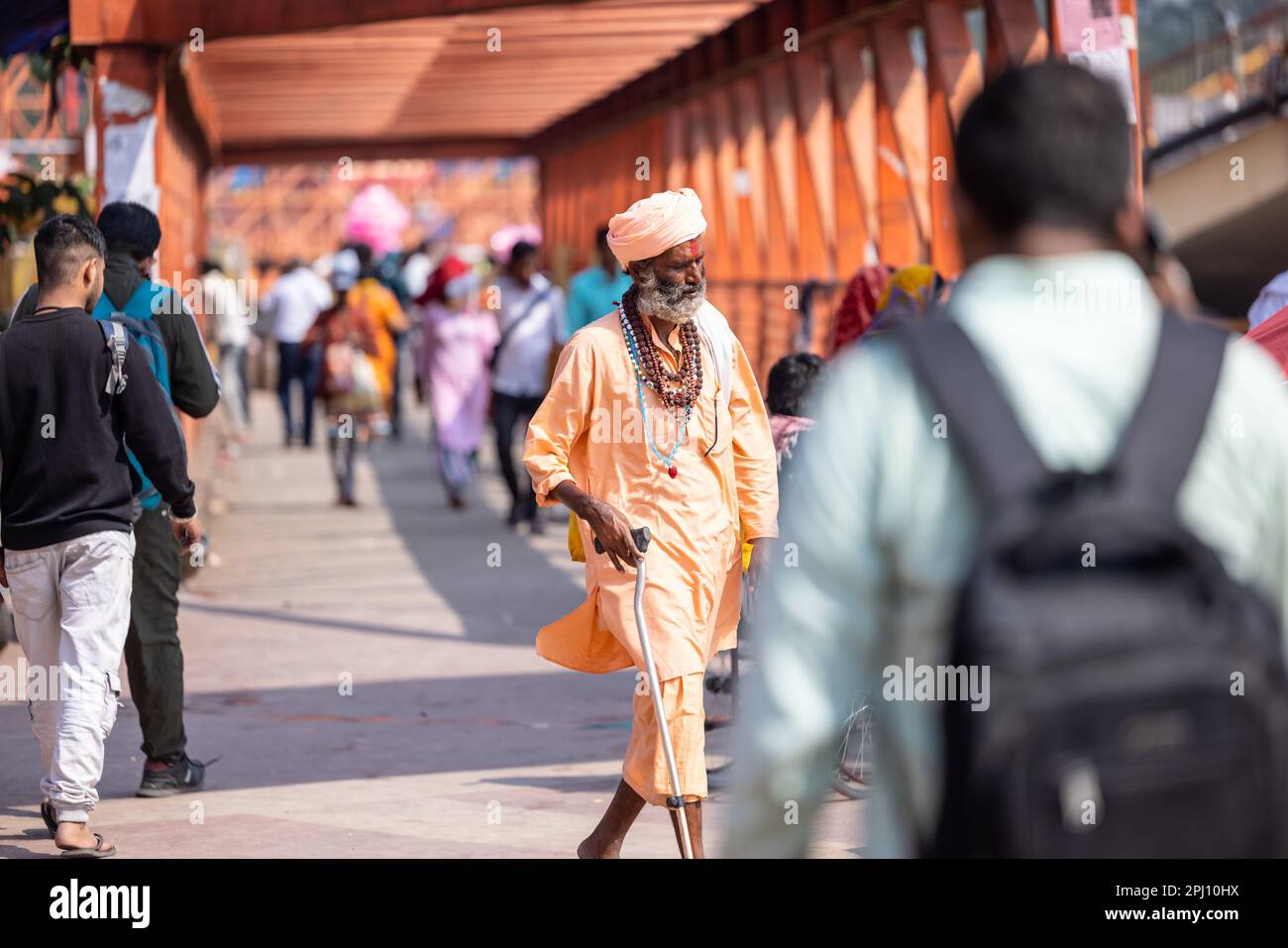 Holy Rishikesh, Portrait of unidentified brahmin male sadhu near river ...