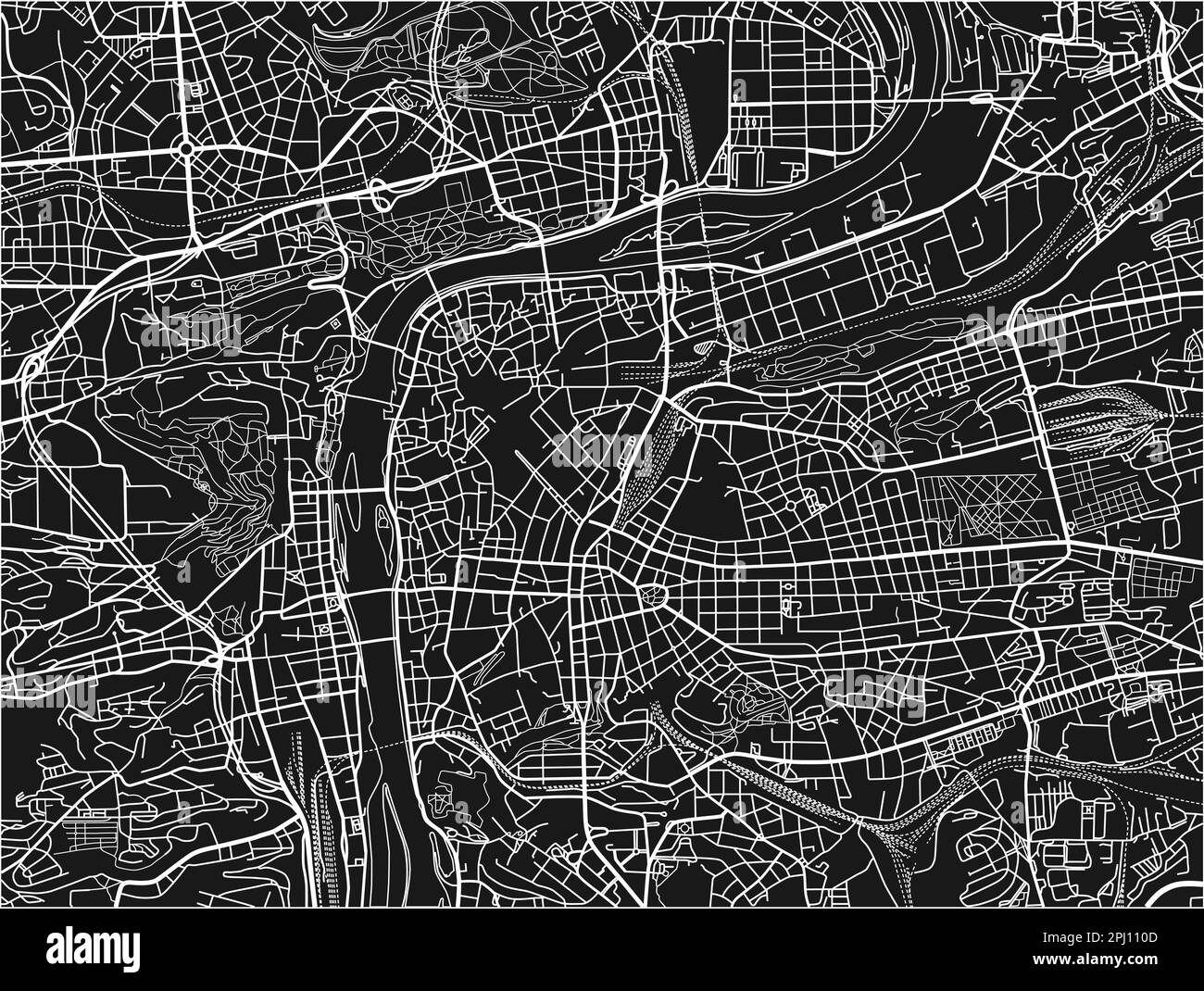 Black and white vector city map of Prague with well organized separated ...