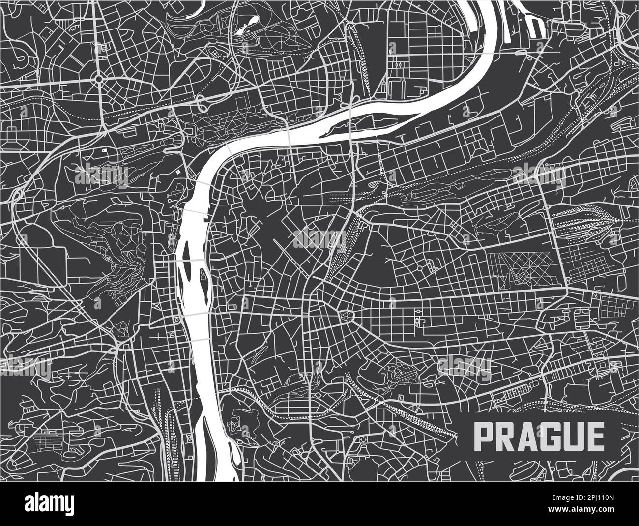 Minimalistic Prague city map poster design Stock Vector Image & Art - Alamy