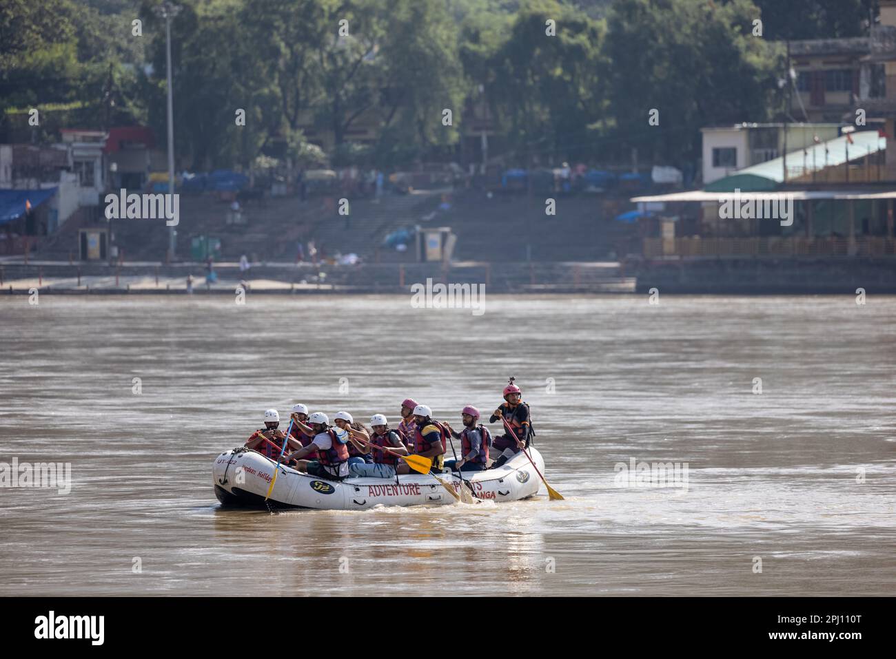 River rafting, Group of unidentified people enjoyinh river rafting in ...