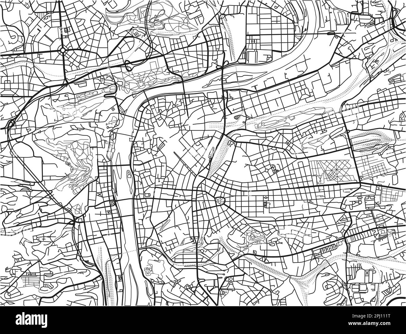 Black and white vector city map of Prague with well organized separated layers Stock Vector ...