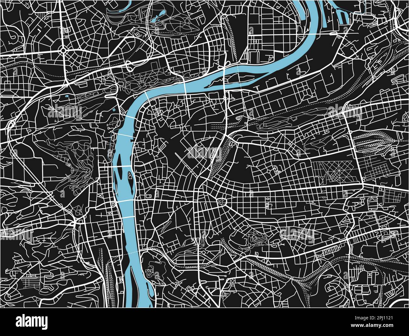 Black and white vector city map of Prague with well organized separated layers Stock Vector ...