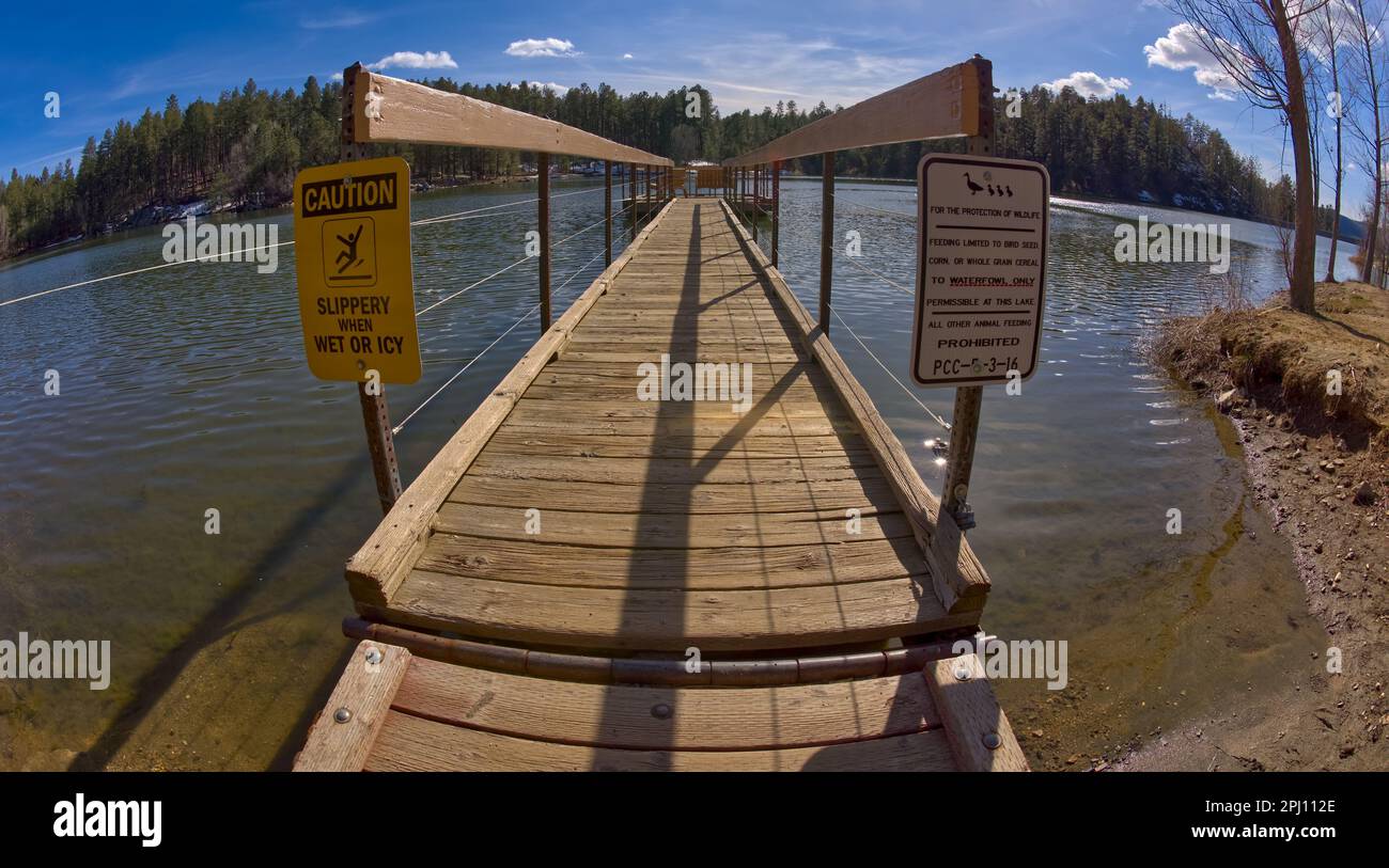 The bird watching deck of the north shore of Upper Goldwater Lake near ...