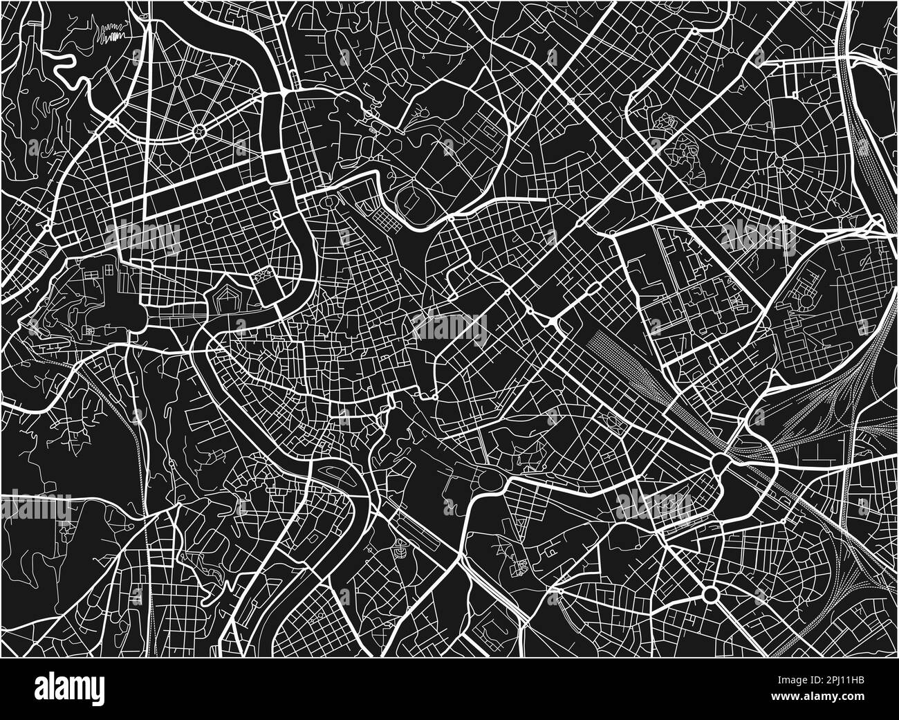 Black and white vector city map of Rome with well organized separated layers Stock Vector Image ...