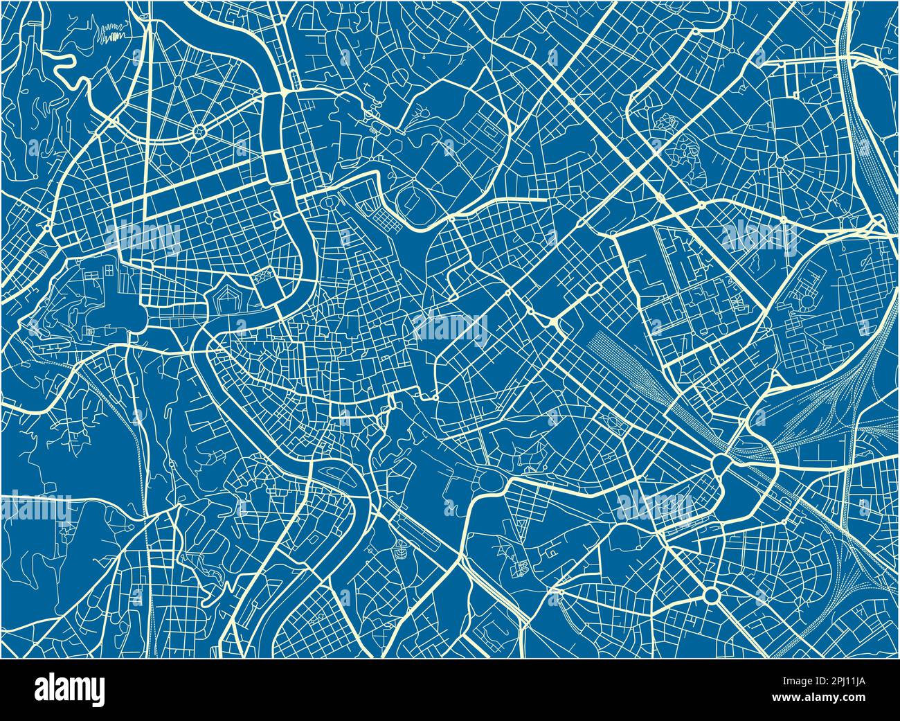 Blue and White vector city map of Rome with well organized separated layers Stock Vector Image ...