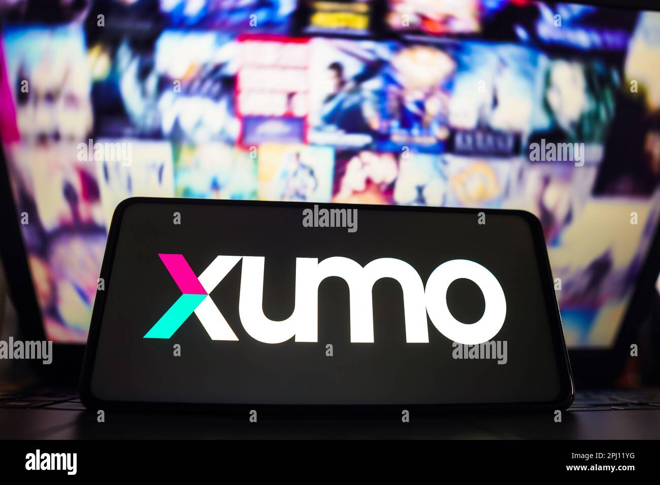 Brazil. 30th Mar, 2023. In this photo illustration, the Xumo Play logo is displayed on a ...