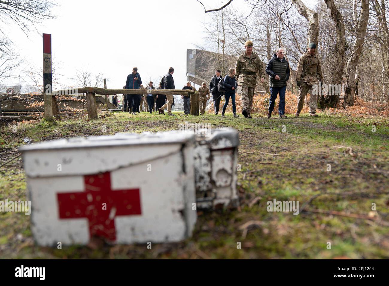 Defence Secretary Ben Wallace (centre) during a visit to the Royal ...