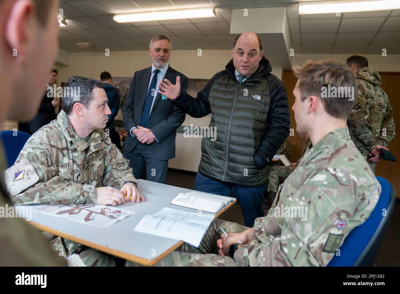 Defence Secretary Ben Wallace speaks to cadets during a visit to the ...