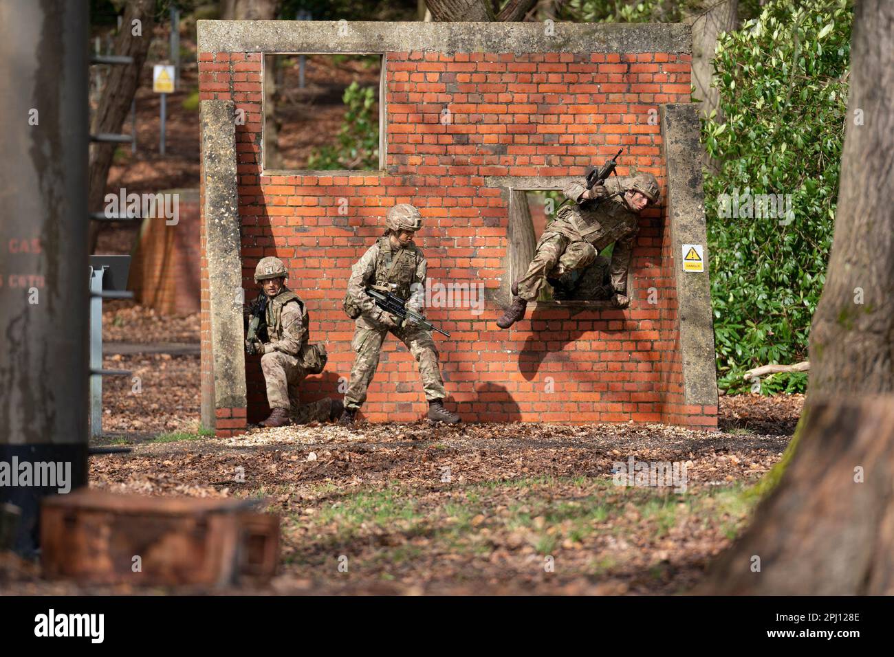 Cadets on a training exercise at the Royal Military Academy Sandhurst ...