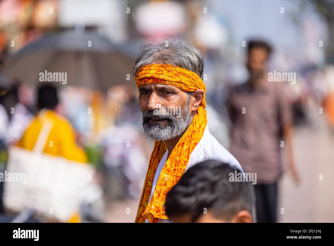 Holy Rishikesh, Portrait of unidentified brahmin male sadhu near river ...