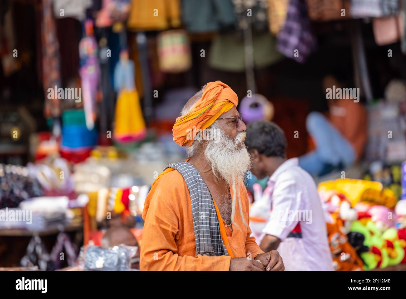 Holy Rishikesh, Portrait of unidentified brahmin male sadhu near river ...