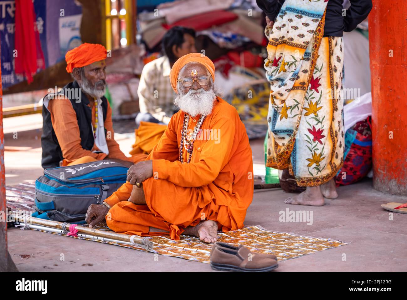 Holy Rishikesh, Portrait of unidentified brahmin male sadhu near river ...