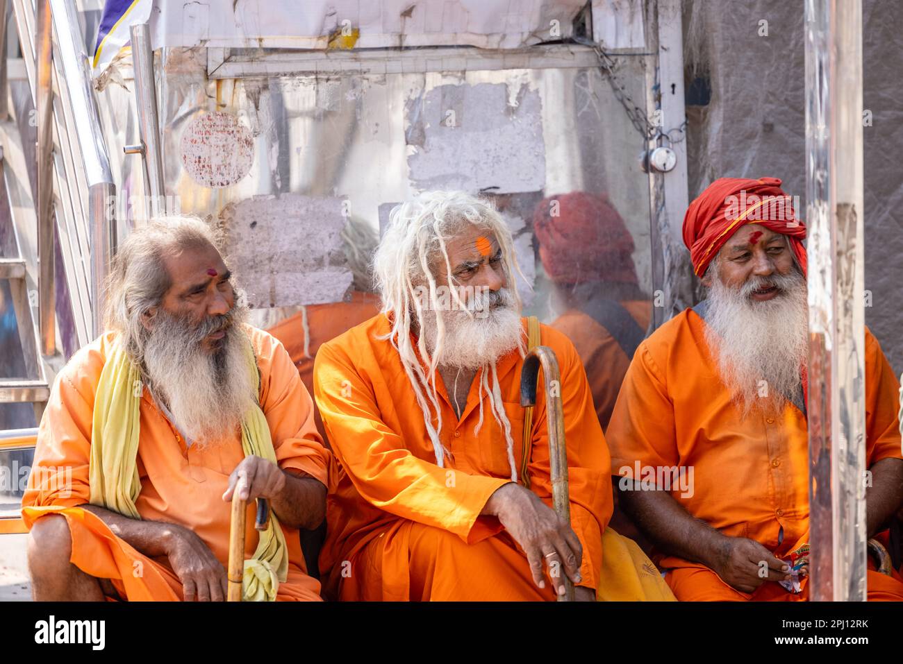 Holy Rishikesh, Portrait of unidentified brahmin male sadhu near river ...