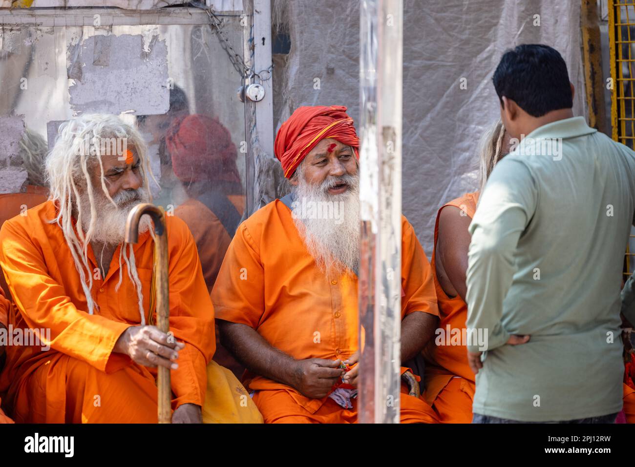 Holy Rishikesh, Portrait of unidentified brahmin male sadhu near river ...