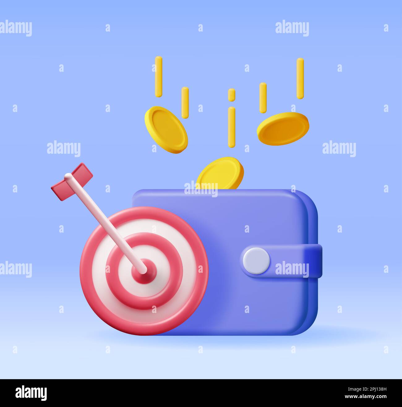 3D Wallet with Coins and Target with Arrow Stock Vector Image & Art - Alamy