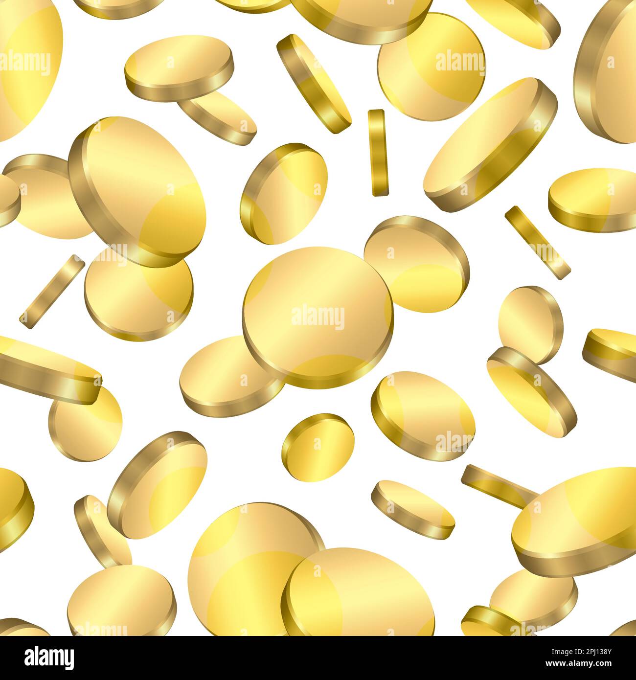Golden coins seamless pattern. Realistic coins in angle view. Cash ...