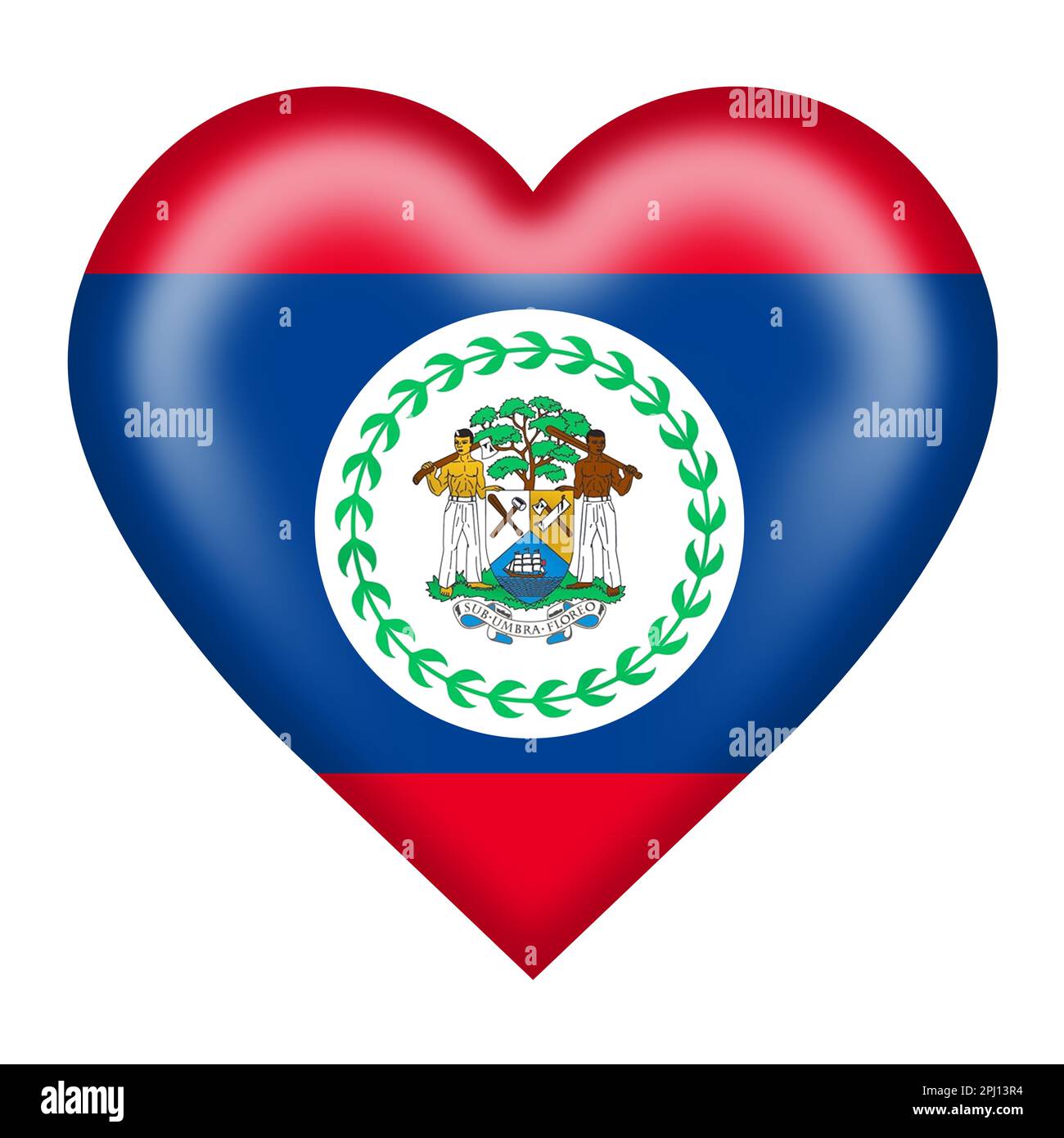Belize flag heart button isolated on white with clipping path 3d ...