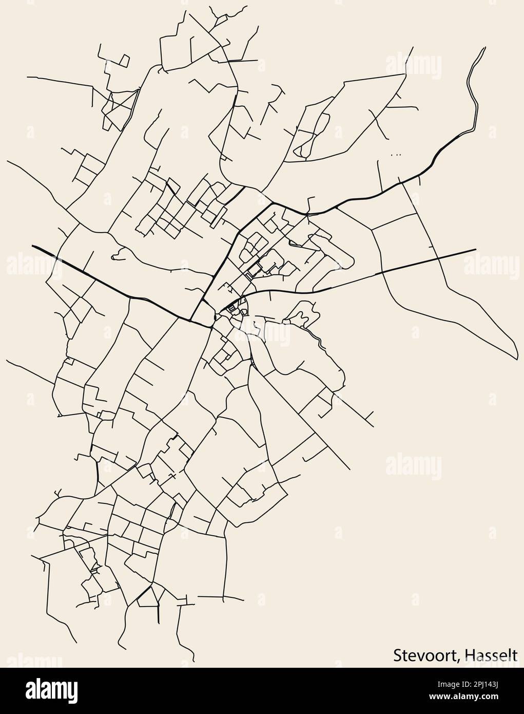 Detailed hand-drawn navigational urban street roads map of the STEVOORT ...