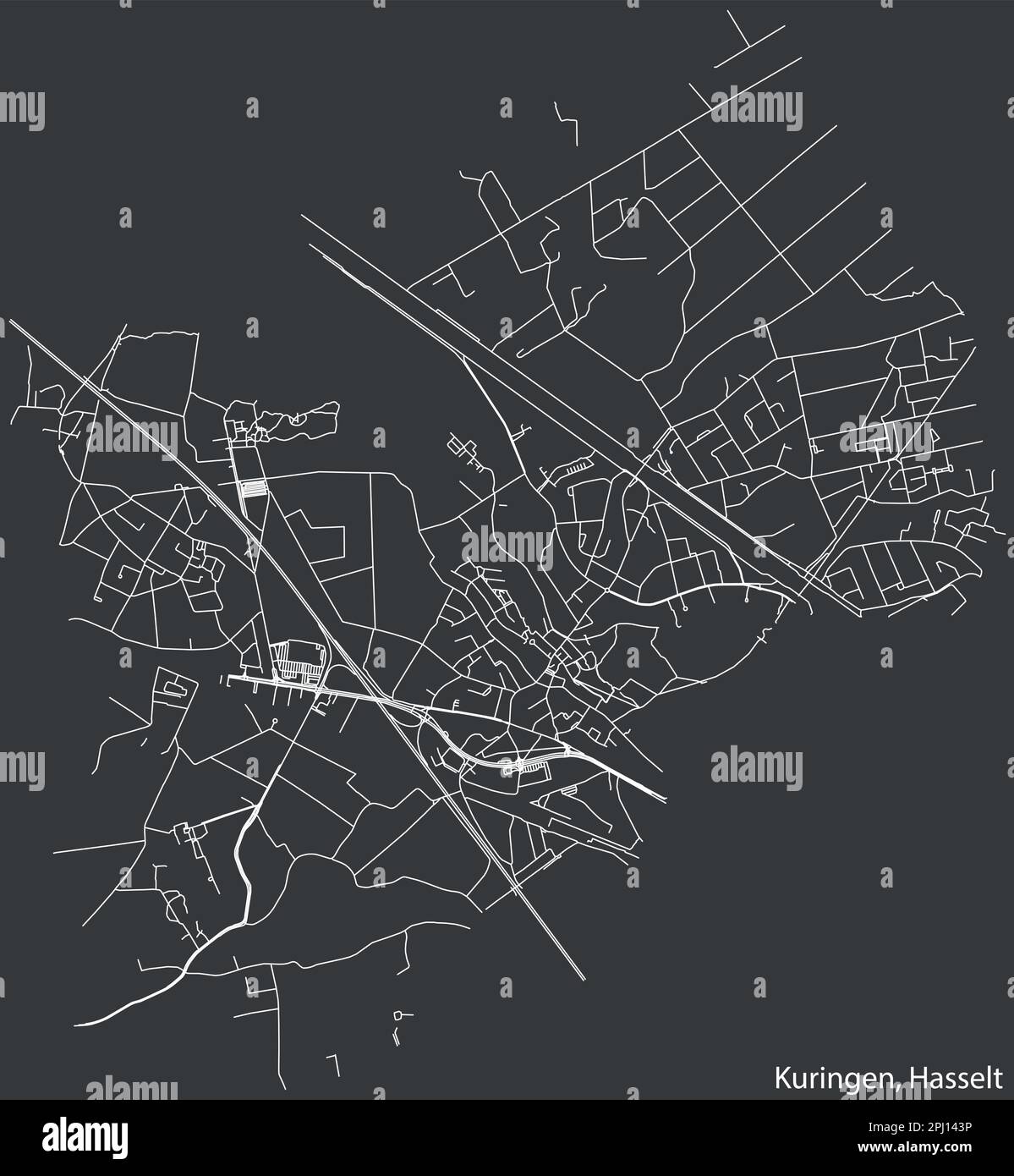 Detailed hand-drawn navigational urban street roads map of the KURINGEN ...