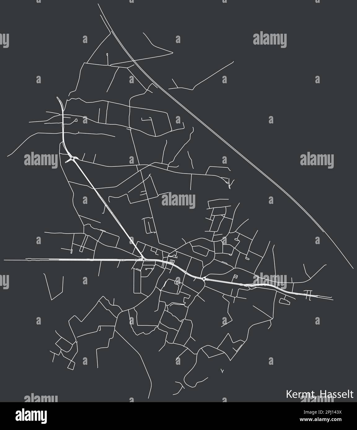 Detailed hand-drawn navigational urban street roads map of the KERMT ...