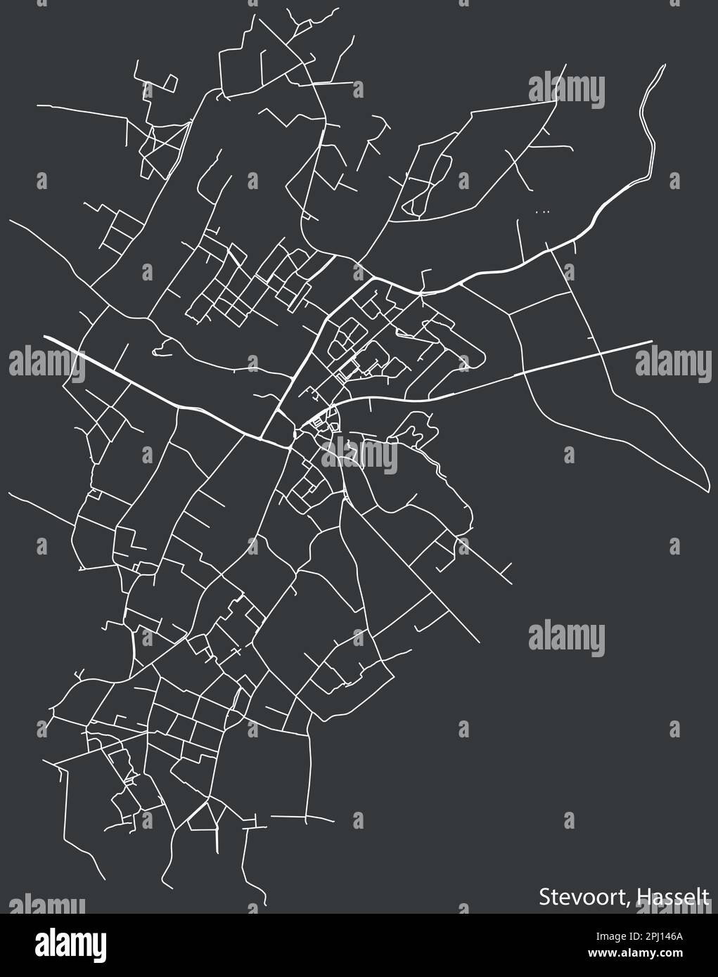 Detailed hand-drawn navigational urban street roads map of the STEVOORT ...