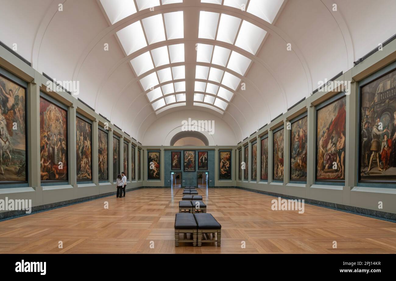 Paris, France - 02 19 2023: Le Louvre Museum. View of the portrait room ...